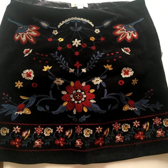 miami | Skirts | Miami Black Skirt Embroidered Corduroy Size Large ...